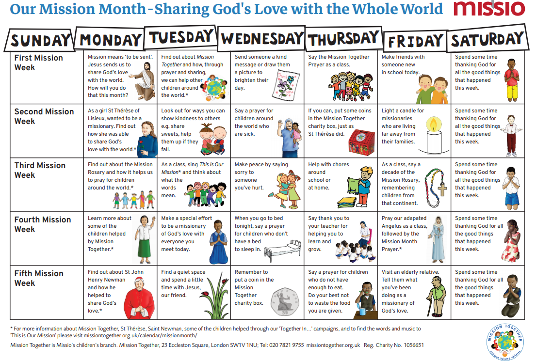 October 2020 Mission Together month - St Josephs Catholic Primary School